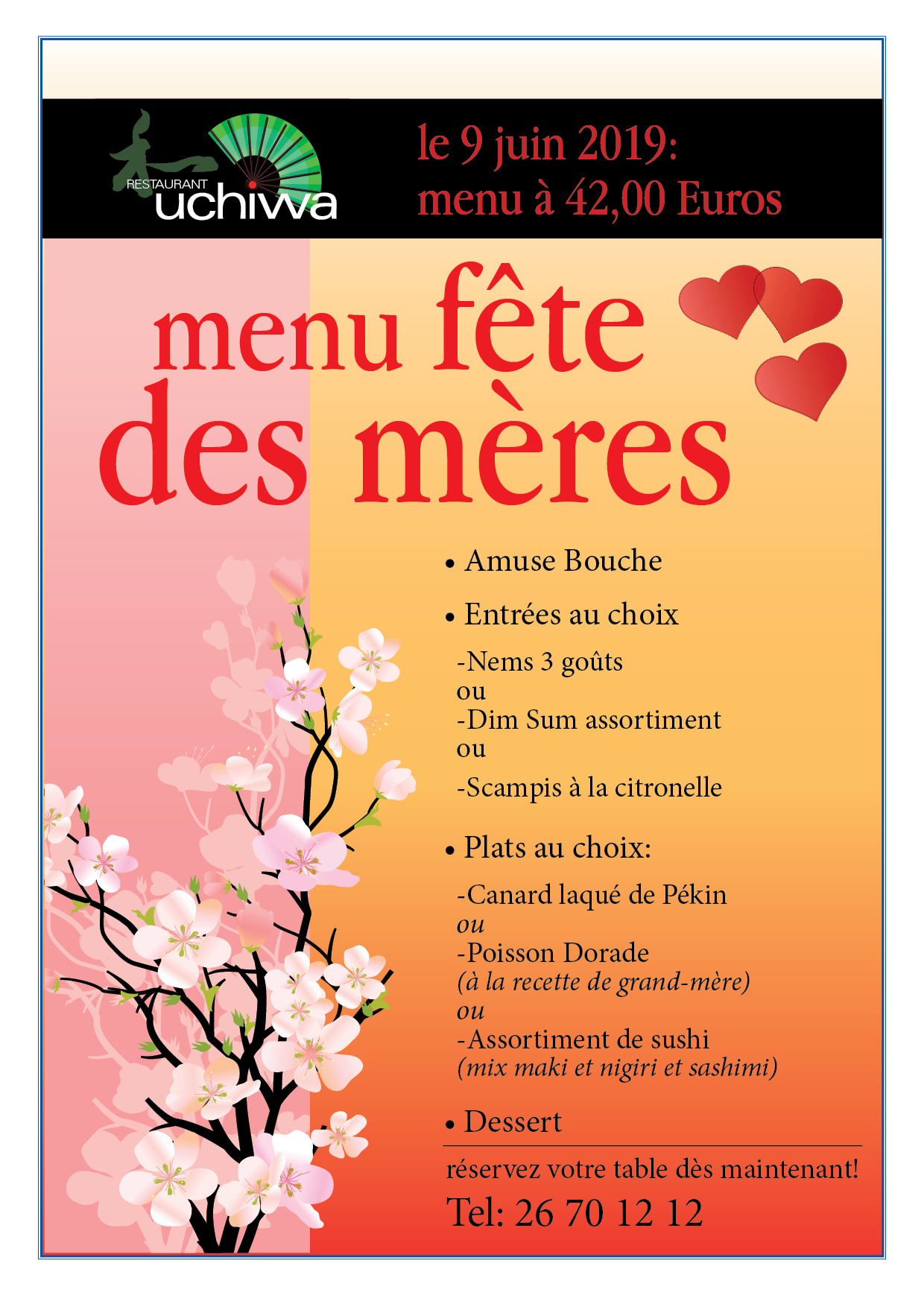 Menu fête des mères 2019